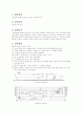 유체유동 실험(Reynolds number, 손실두 측정 실험) 결과보고서-1페이지