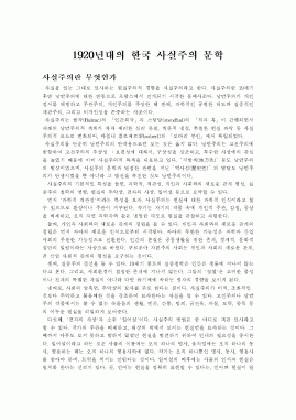 1920년대의 한국 사실주의 문학-1페이지