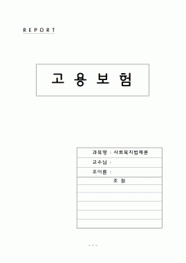 [사회복지 법제론] 고용보험-1페이지