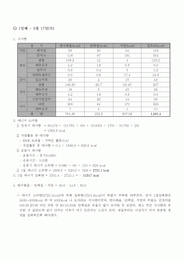 10일동안의 칼로리계산 및 에너지 소비량 계산, 평가.-1페이지