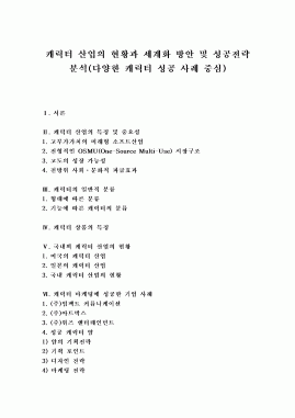 [캐릭터산업][캐릭터 성공 사례]캐릭터 산업의 현황과 세계화 방안 및 성공전략 분석(다양한 캐릭터 성공 사례 중심)(캐릭터마케팅에 성공한 기업 사례, 캐릭터의 세계화 방안, 캐릭터산업의 성공전략)-1페이지