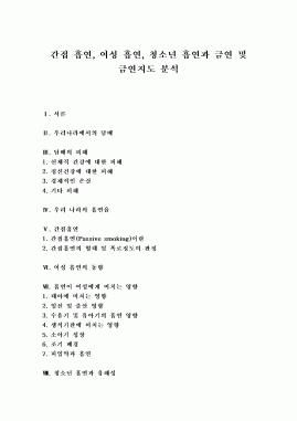 [간접흡연][여성흡연][청소년흡연][금연][금연지도][금연교육]간접흡연, 여성흡연, 청소년흡연과 금연 및 금연지도 분석(담배의 피해, 흡연율, 간접흡연, 여성흡연, 청소년 금연지도, 금연교육, 금연방법)-1페이지