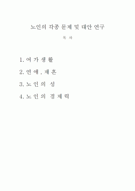 노인의 각종 문제 및 대안 연구(여가, 연애, 성, 경제력)-1페이지