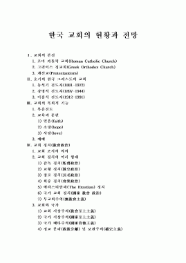 [교회][한국교회][목회][교회정치][예배][한국교회예배]교회의 본질, 초기의 한국 그리스도의 교회, 교회의 목회적 기능, 교회 정치, 예배, 한국 교회 예배의 상황적 표현, 21세기 한국교회의 전망 분석-1페이지