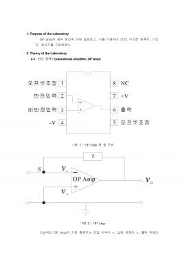 OP-amp의 동작 원리를 이용 반전, 비반전 증폭기, 가산기, 감산기 구성-1페이지