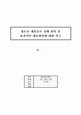 청소년복지론 청소년 게임중독실태와 대응방안에 대한 연구-1페이지