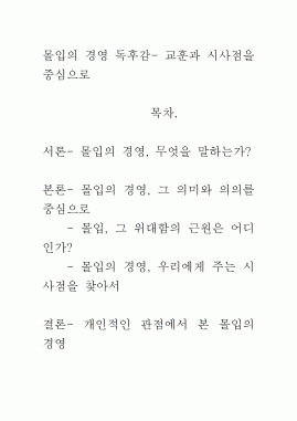 [우수 평가 자료]몰입의 경영 독후감- 교훈과 시사점을 중심으로-1페이지