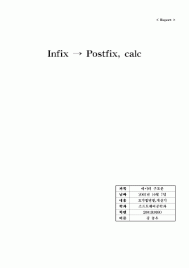 postfix(후위표기계산기)설명 및 소스 레포트-1페이지