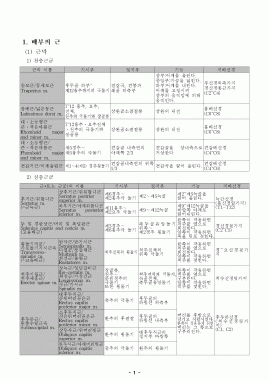 근육의 시작점과 정지점, 기능-1페이지