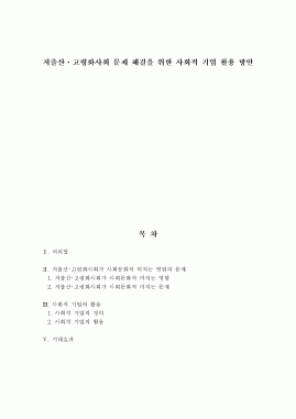 저출산․고령화사회 문제 해결을 위한 사회적 기업 활용 방안-1페이지