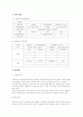 외식업 창업 계획서 - 닭요리 전문점-1페이지