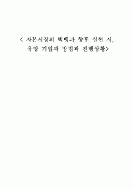 자본시장의 빅뱅과 향후 실현 시, 유망 기업과 방법과 진행상황-1페이지