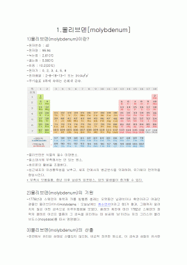 몰리브덴과 구리에 대한 조사-1페이지