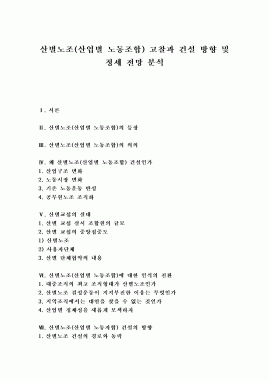 [산별노조][산업별노동조합]산별노조(산업별노동조합) 고찰과 건설 방향 및 정세 전망(산별노조(산업별노동조합) 의의, 산별노조(산업별노동조합) 인식전환, 산별노조(산업별노동조합)건설 정세전망)-1페이지