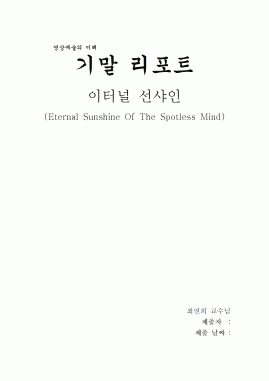 영상예술의이해기말레포트 : 영화(이터널선샤인)분석과 영-1페이지