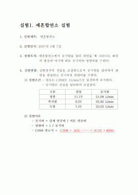 연소실험 - 예혼합연소,확산가스농도실험-1페이지