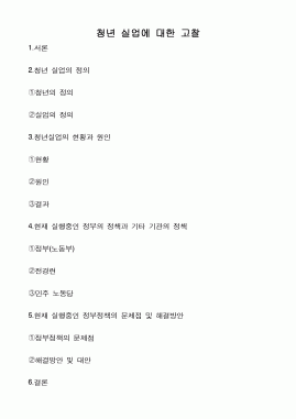 청년 실업에 대한 고찰 -1페이지