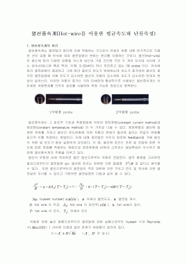 열선풍속계(Hot-wire를 이용한 평균속도와 난류측정)-1페이지