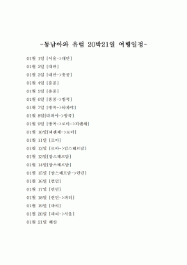 동남아 유럽 20박21일 여행일정-1페이지