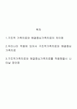 구조적 가족치료와 해결중심가족치료의 차이점,적용,적용시장단점-1페이지