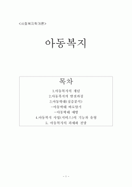 [사회복지]아동복지(개념, 역사, 학대, 사업, 과제, 전망 등)-1페이지