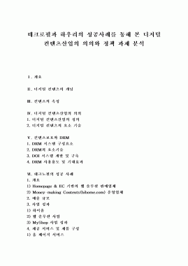 [테크노필][하우리][디지털 컨텐츠산업]테크노필과 하우리의 성공사례를 통해 본 디지털 컨텐츠산업의 의의와 정책 과제(디지털컨텐츠 개념, 컨텐츠 속성, 디지털컨텐츠산업 의의, 테크노필, 하우리)-1페이지