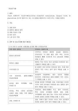 기능성 식품 성분 및 효능주장에 따른 예시들-1페이지