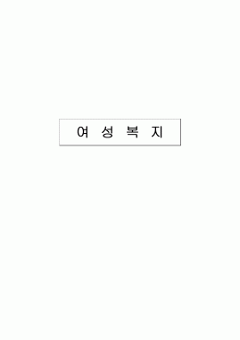 사회복지개론 - 여성복지  레포트-1페이지