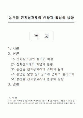 농산물 전자상거래의 현황과 활성화 방향 -1페이지