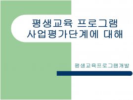 평생교육 프로그램, 사업 평가단계에 대해 -1페이지