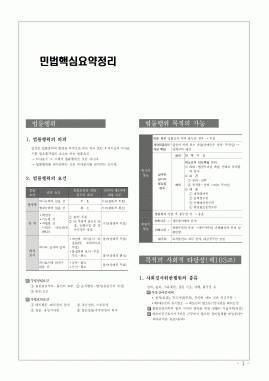 민법총칙 핵심 서브 요약 정리-1페이지