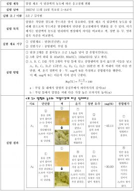 알찜 제조 시 달걀액의 농도에 따른 응고상태 변화-1페이지