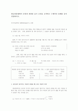 한글맞춤법에서 준말과 관련된 표기 규정을 요약하고 구체적인 용례를 들어 설명go-1페이지