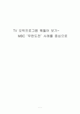 tv 오락프로그램 분석-무한도전을 중심으로-1페이지