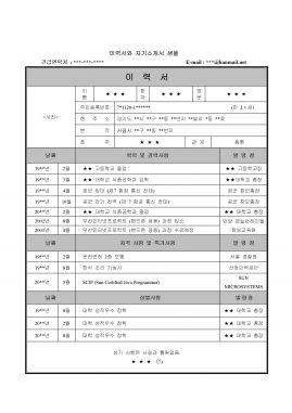 이력서와 자기소개서 샘플-프로그래밍-1페이지