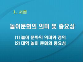 한국 대학생의 놀이문화 문제점 및 해결 방안-1페이지