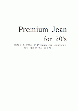  20대를 타겟으로 한 Premium jean Launching을 위한 마케팅 조사 기획서-1페이지