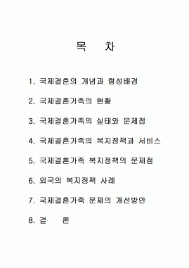 국제결혼가족의 현황 및 문제점과 복지정책 서비스 개선방안-1페이지