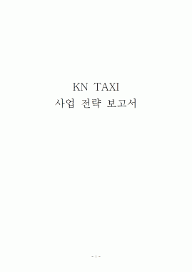 KN TAXI 사업 전략 보고서-1페이지