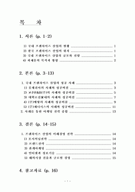 프랜차이즈 기업의 성공사례와 미래전략-1페이지