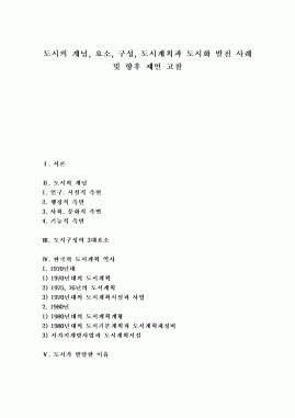 [도시][도시계획][도시화]도시의 개념, 요소, 구성, 도시계획과 도시화 발전 사례 및 향후 제언 고찰(도시 개념, 도시구성 3대요소, 도시계획 역사, 도시발달 이유, 라틴아메리카의 도시화 발전 사례)-1페이지