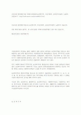 중앙행정기관으로 (보건복지부.여성가족부.교육인적자원부.노동부.)4곳에 관한 직제와 분장업무-1페이지