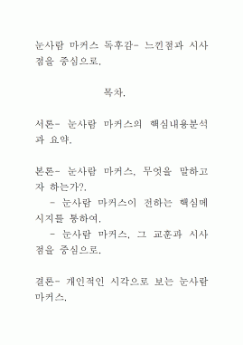 [우수 평가 자료]눈사람 마커스 독후감- 느낀점과 시사점을 중심으로.-1페이지