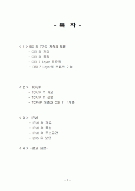 ISO7계층, TCP/IP,IPv6 에 관하여 정리-1페이지