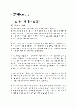 양파에 관한 모든것... 유래, 원산지, 특성, 쓰임, 효능, 약리효과, 영양, 성분, 식이요법, 선택법, 보관법 등 -1페이지