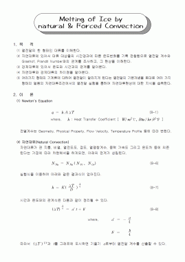 Melting of Ice by natural & Forced Convection(자연 대류 강제 대류 ) 실험 보고서-1페이지