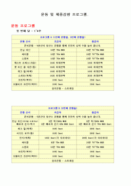 운동 및 체중감량 프로그램.-1페이지