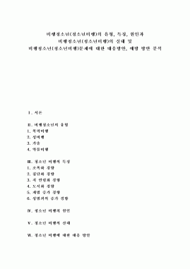 [청소년비행]비행청소년(청소년비행)의 유형, 비행청소년(청소년비행)의 특징, 비행청소년(청소년비행)의 원인과 비행청소년(청소년비행)의 실태 및 비행청소년(청소년비행)문제에 대한 대응방안, 예방 방안-1페이지