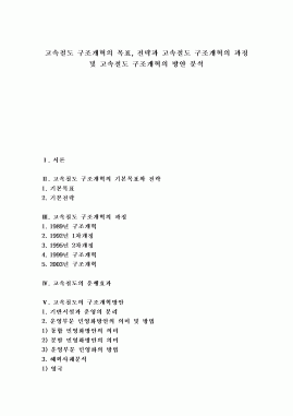 [고속철도][고속철도 구조개혁][고속철도 구조개혁 전략]고속철도 구조개혁의 기본목표, 고속철도 구조개혁의 전략, 고속철도 구조개혁의 과정, 고속철도의 운행효과, 고속철도의 구조개혁방안 분석-1페이지