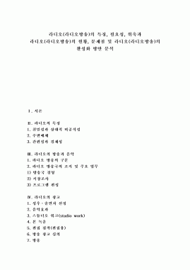 라디오(라디오방송) 특징,음악,광고, 디지털시대 라디오(라디오방송) 필요성, 디지털시대 라디오(라디오방송) 위축, 디지털시대 라디오(라디오방송) 현황,문제점, 디지털시대 라디오(라디오방송) 활성화 방안-1페이지